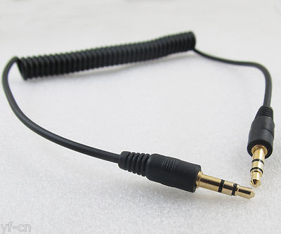 1pc Gold 1/8" 3.5mm Stereo Male To Male AUX Retractable Stretched Audio ...