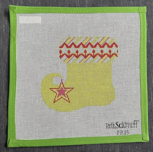 Hand Painted Needlepoint Canvas STAR SOCK Ruth Schmuff Christmas #2235 ...