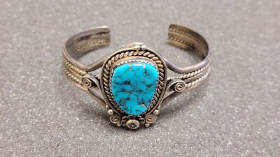 Vintage Signed B. Begaye .925 Sterling Silver & Turquoise Cuff Bracelet ...