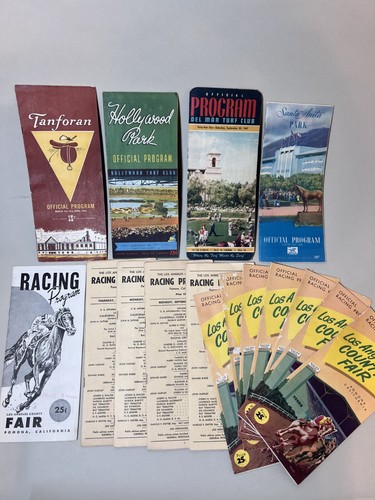 Vintage Horse Racing Program 1947-58 Race Racetrack Jockey Horses ...