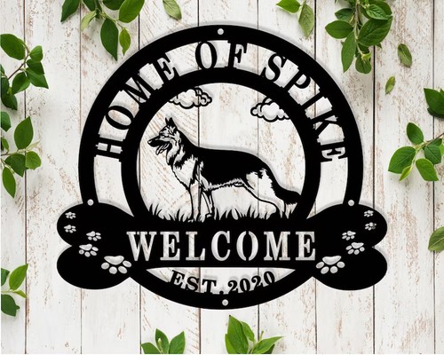 Personalized German Shepherd Dog House Metal name sign Outdoor Decor ...