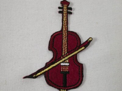 Violin Embroidered Iron On Applique Patch w Gold | eBay