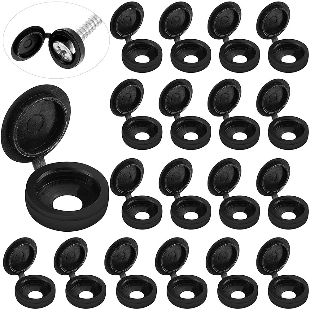 50pcs Black Hinged Plastic Clips Screw Fold Cover 4mm For Auto Car ...