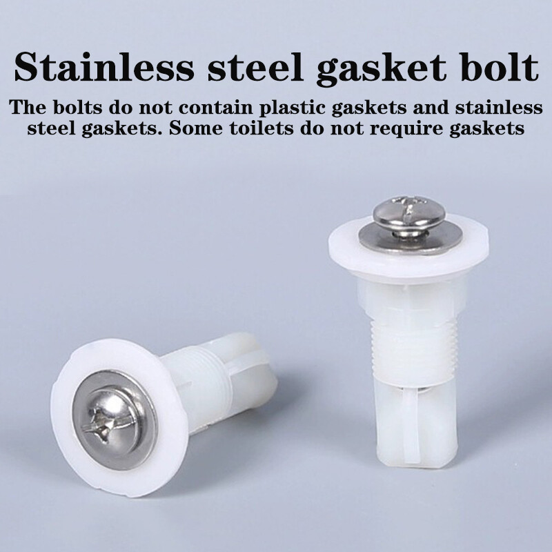 2 Piece Toilet Cover Hinge Bolt Fixing Kit Plastic Replacement Bathroom ...