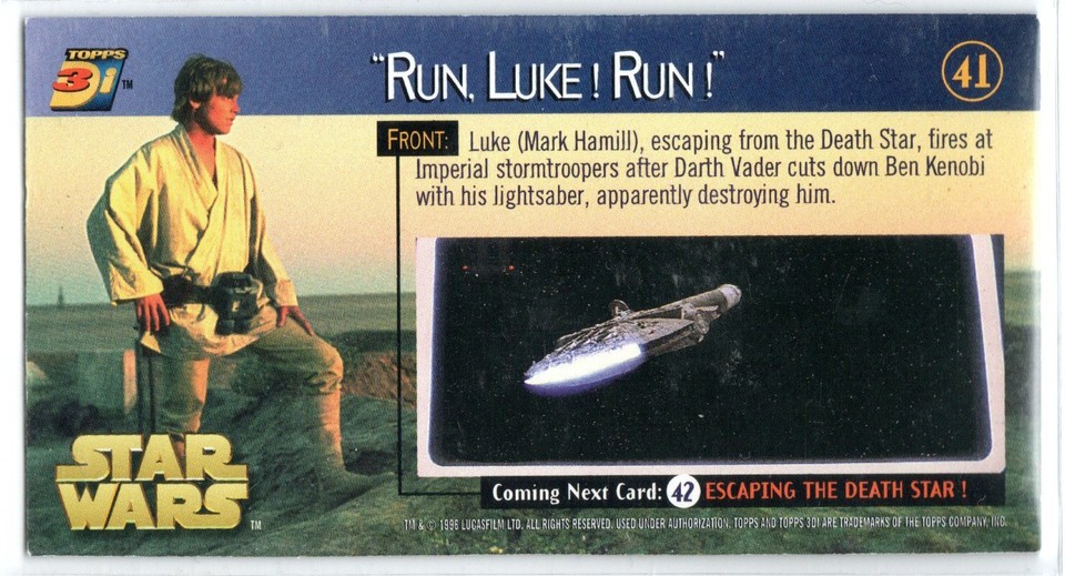 STAR WARS 1996 TOPPS A NEW HOPE 3DI WIDEVISION BASE #41 "Run Luke, Run ...