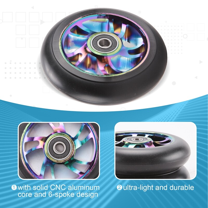2 Pcs 100Mm Scooter Replacement Wheels with Bearing Stunt Scooter Pu ...