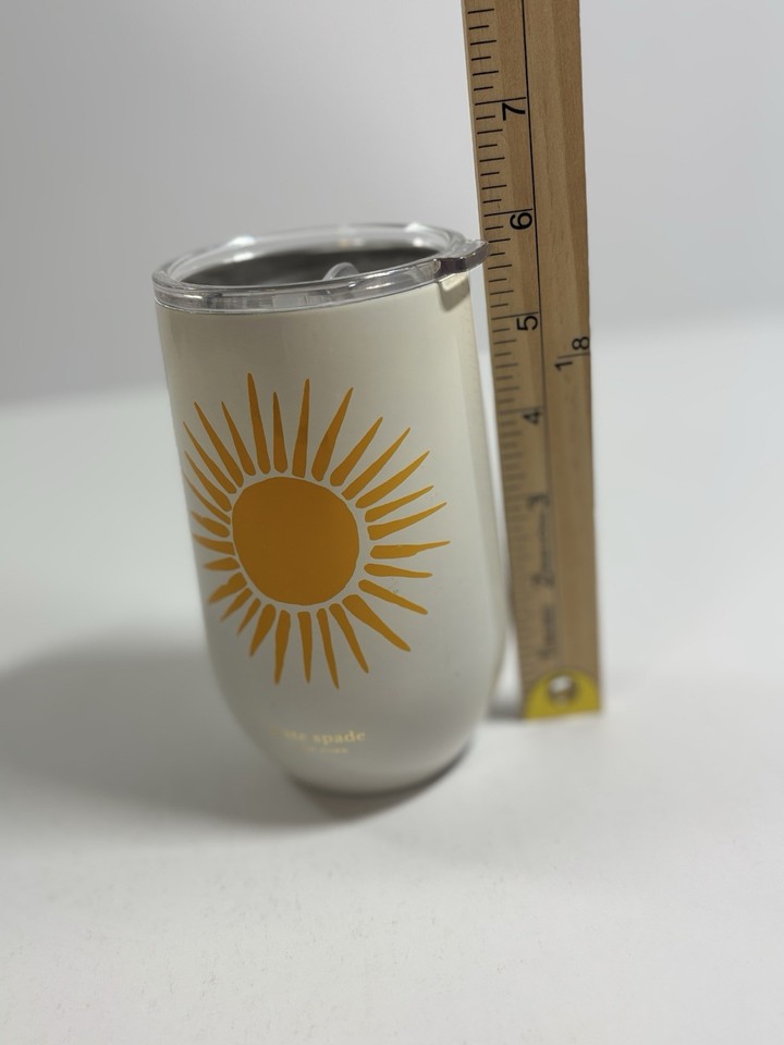 Kate Spade Golden Hour Wine Tumbler 16oz White Yellow Stainless Steel ...