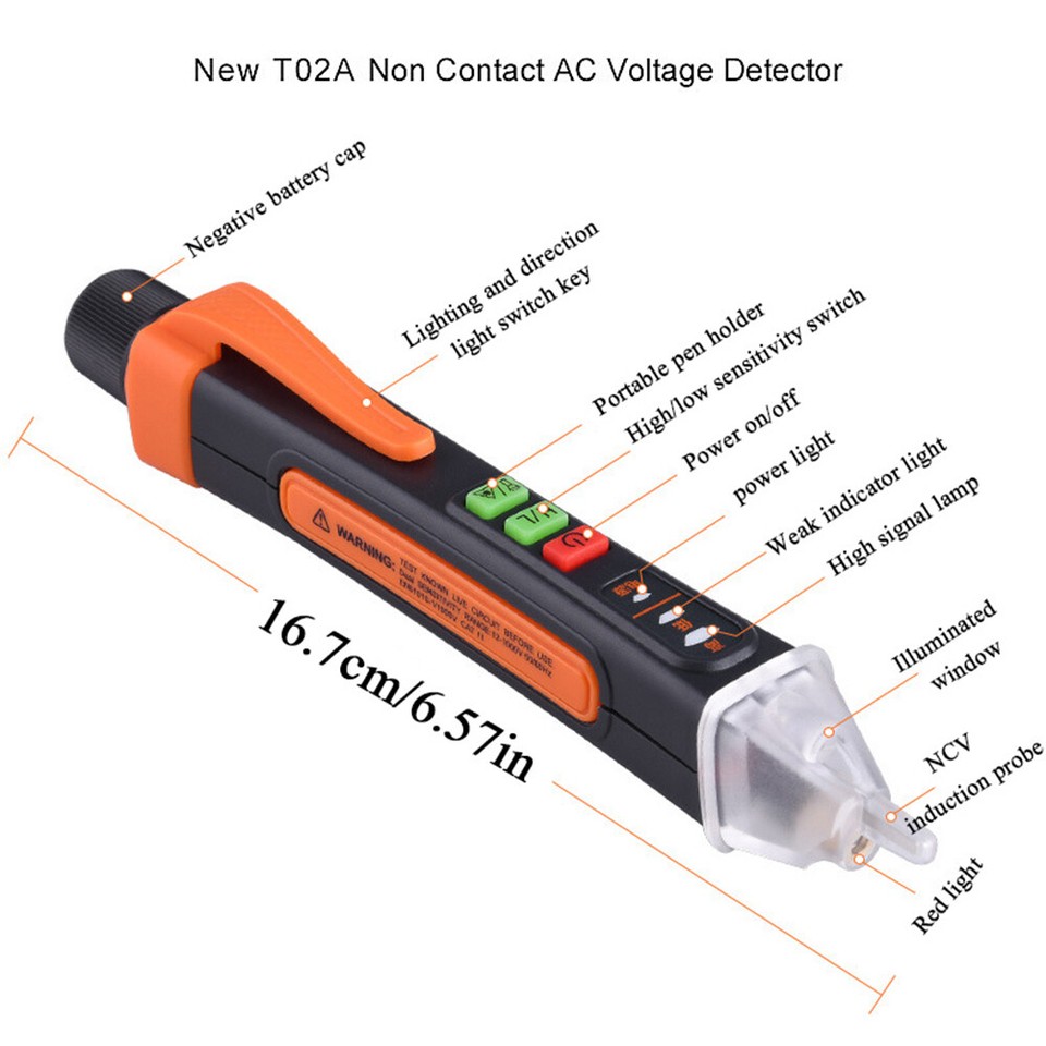 12-1000V Sensor Voltage Tester Pen Non Contact Ac Power Alert Electric ...