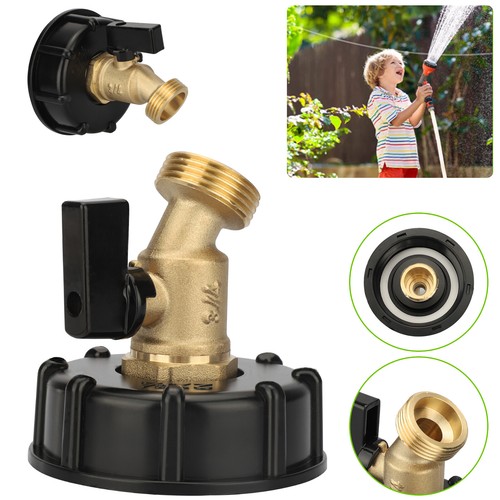 275 330 Gallon IBC Tote Water Tank Adapter 2" Brass Hose Faucet Valve ...