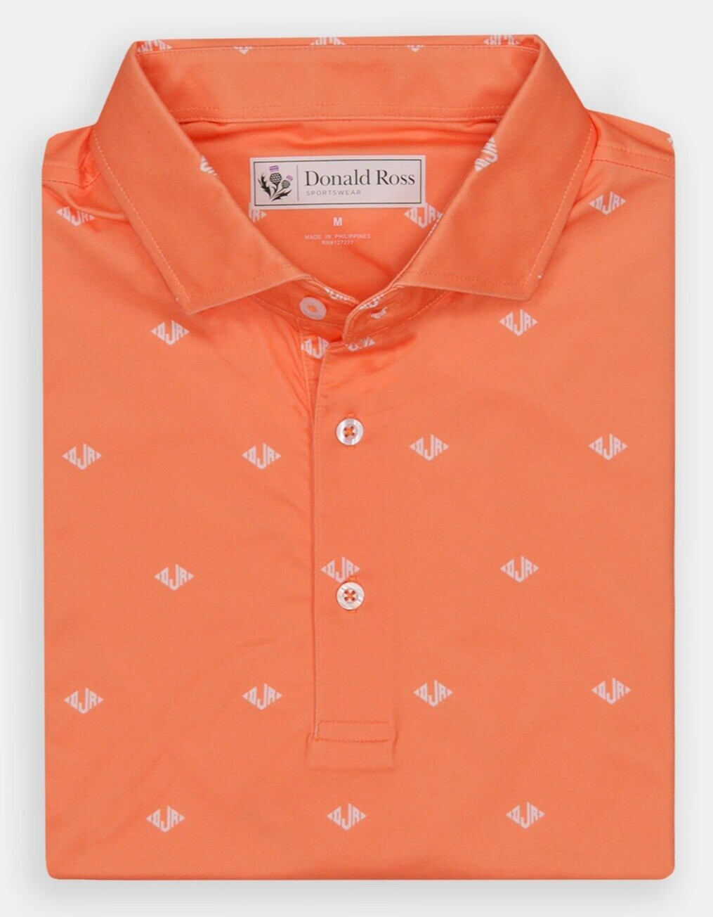 NEW Donald Ross XL Monogram DJR Print Golf Polo Shirt Orange / White | eBay