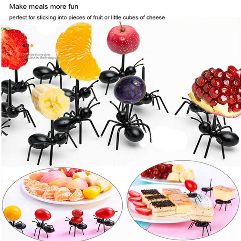 12PCS Reusable Mini Kids Ant Animal Food Fruit Picks Forks Lunch Box ...