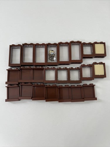 LEGO REDDISH BROWN LOT 23 PCS 1X2 WINDOWS PANELS VARIETY BUILDING ...