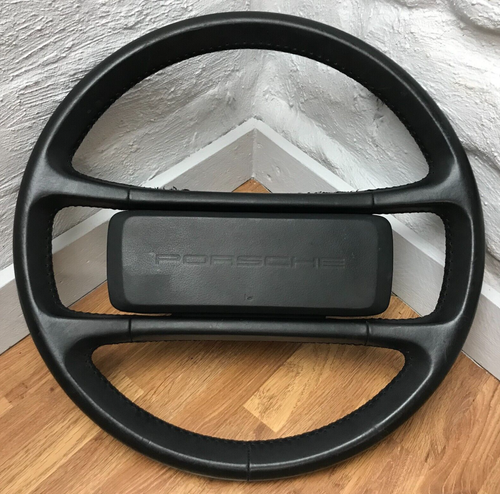 Véritable Porsche 964 OEM Cuir Noir 380mm Direction Roue 911, Turbo ...