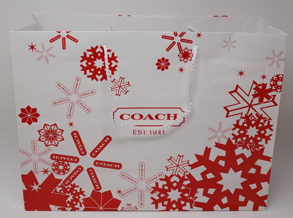 NEW Coach Snowflake White Gift Paper Bag Medium-Large + Tissue Paper 16 ...