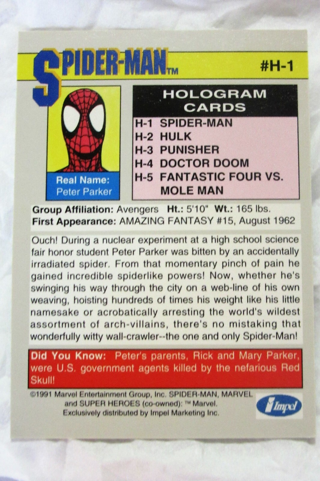 MARVEL UNIVERSE SERIES 2 1991 💥HOLOGRAM CARDS 🎇 U-Pick Choose H2 H3 H4 ...