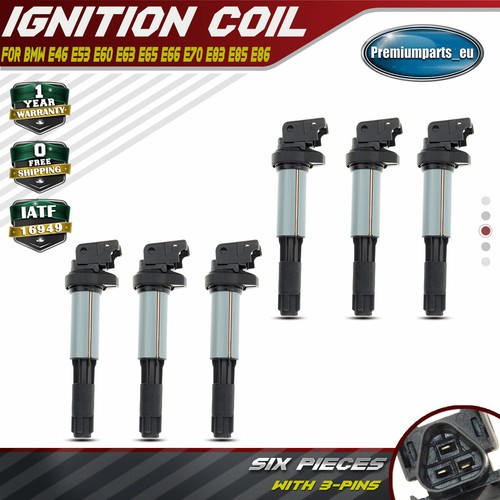6x Ignition Coils Pack for BMW 3er 5er X5 X3 E39 E46 E90 E63 E64 316i ...