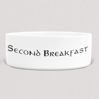 Second Breakfast Dog Bowl - 6" White Ceramic Pet Bowl - Dog Cat Bowl ...