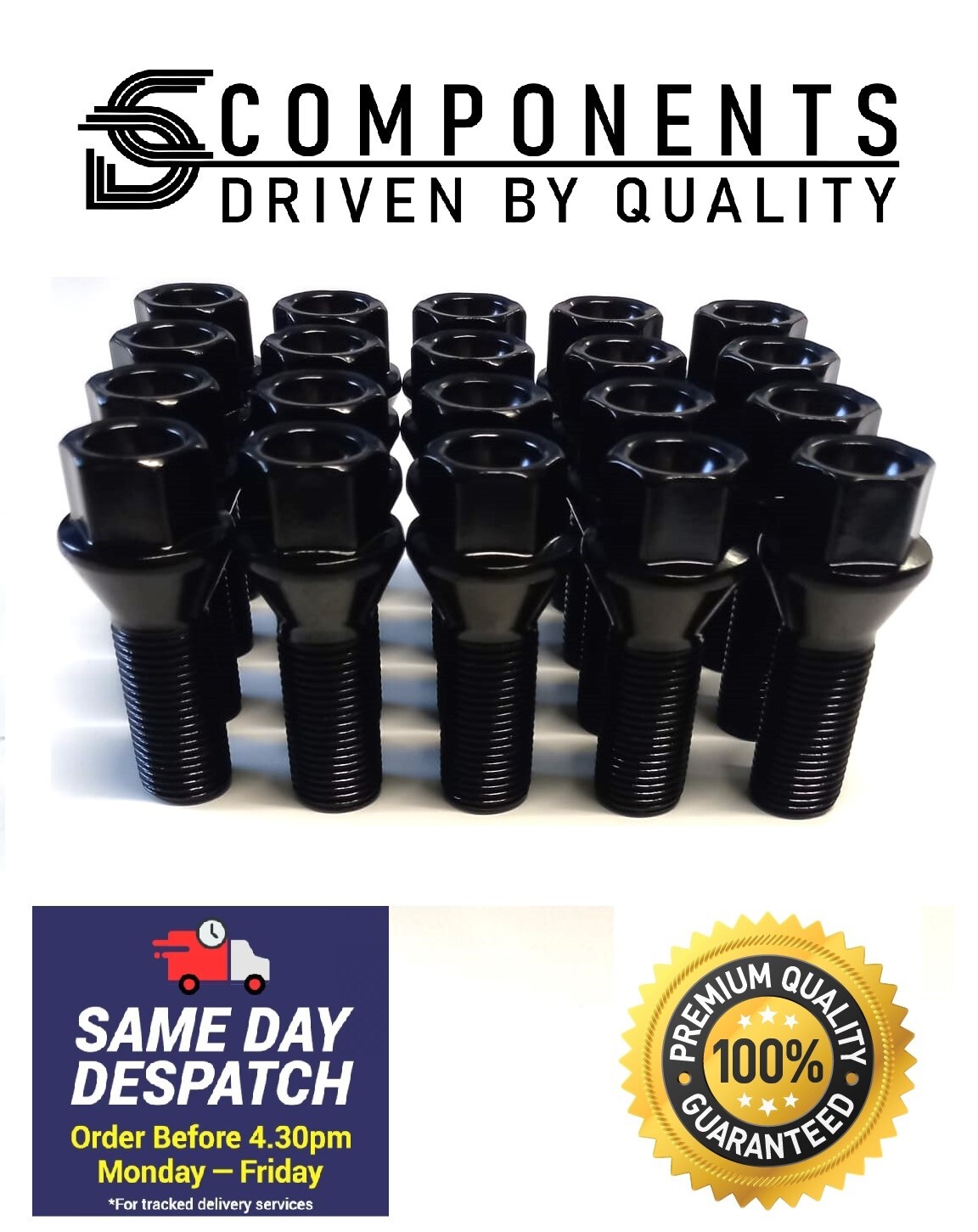 20 Black BMW Wheel Bolts for 4 Series F32 F33 F36 F82 F83 26mm M14x1.25 ...