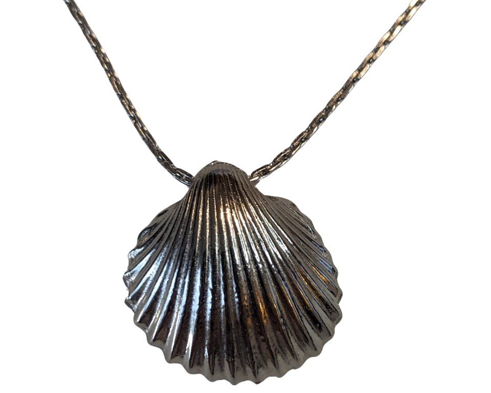 Vintage 1980s Silver Plate Seashell Necklace and Earring Set | eBay