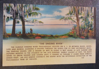 vtg postcard the Singing River Pascagoula MS Emrich linen unposted ...