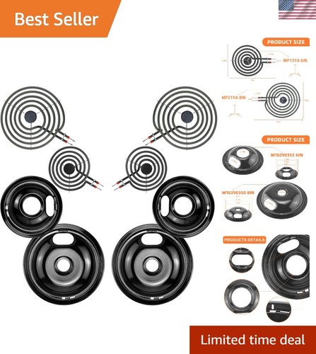 Elegant Electric Stove Burner Drip Pans Set, Compatible with Whirlpool ...