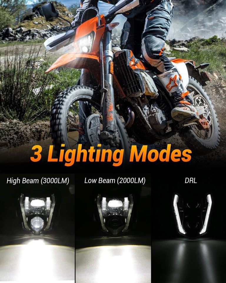 Dirt Bike LED Headlight For EXC XCW XCF SXF 250 350 450 500 SMC R 690 ...