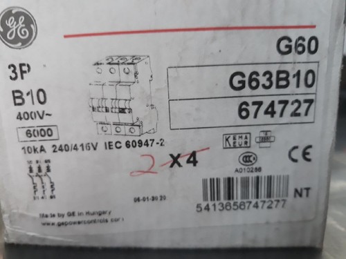 IPD GE Redline 6KA 3 POLE 10A B CURVE MCB (will fit NHP DIN-T Dinsafe ...