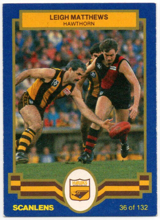 1986 AFL VFL SCANLENS FOOTBALL CARD - 36 Leigh MATTHEWS (HAWTHORN) Mint ...