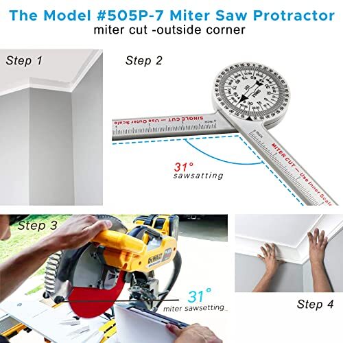 Miter Saw Protractor with Angle Finder Rulers for Professional ...