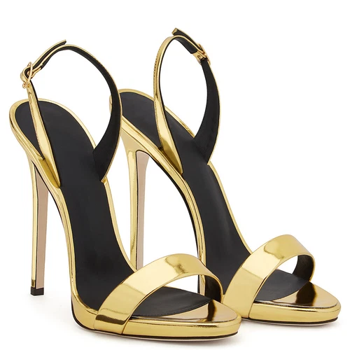 Women Sandals Open Toe Thin High Heels Strap Sandals Gold Red Shoes ...