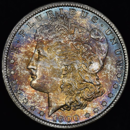 1900-P $1 MORGAN SILVER DOLLAR RAINBOW TONED UNC BU COIN 67J TRUSTED | eBay