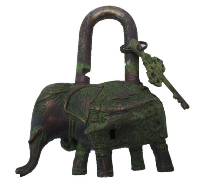 VINTAGE Style ELEPHANT Padlock - Lock with Key - Brass Made Black ...