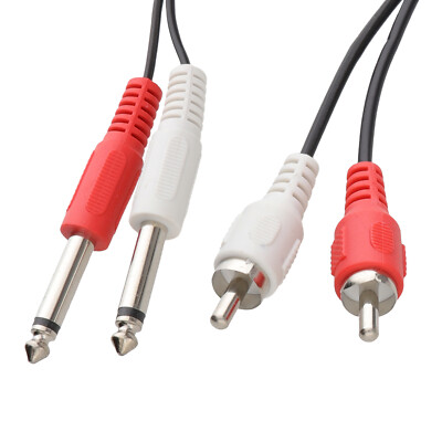 1m Twin 6.35mm 1/4 inch MONO Jack Plugs to RCA Phono Plugs OFC Audio ...