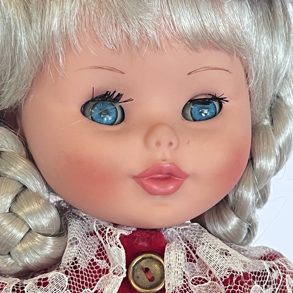 Furga Italian Monica Doll Sleep Eye Red Dress White Lace Vintage Stand ...
