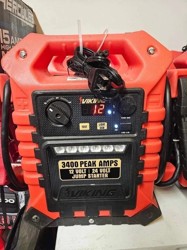 3400 Peak Amp 12/24 Volt Portable Car Jump Starter Jumper Box & Power ...
