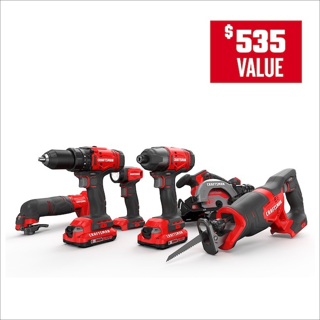 CRAFTSMAN CMCK601D2 V20 20-volt Max 6-Tool Power Tool 2-Batteries and ...