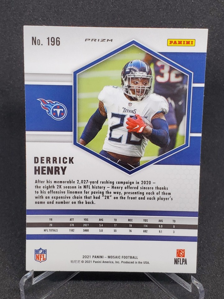 2021 Mosaic Panini DERRICK HENRY SILVER MOSAIC PRIZM 2021 NO. 196 ...