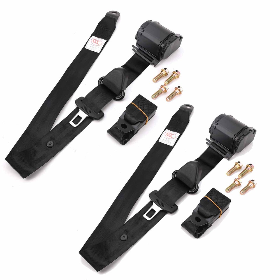 2 Set Retractable 3 Point Harness Car Safety Seat Strap Seat Belt Auto ...