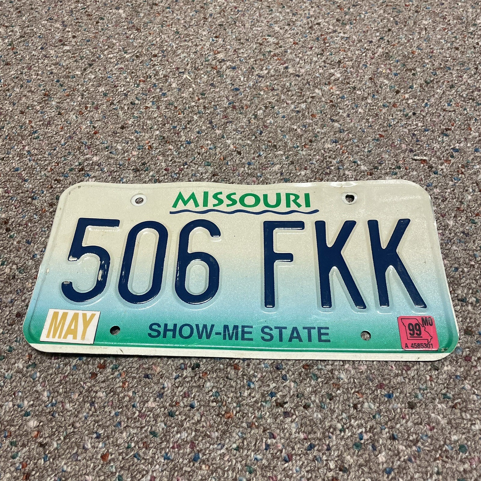 Vintage Missouri 1999 License Plate 506 FKK Show-Me Garage Collector ...