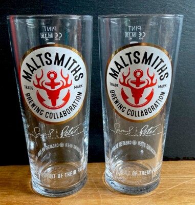 Two NEW MALTSMITHS BREWERY Craft Beer / Ale Pint Glasses - Home Bar ...