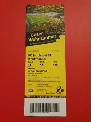 Used Ticket Bundesliga 2016/17 BVB Borussia Dortmund vs FC Ingolstadt ...