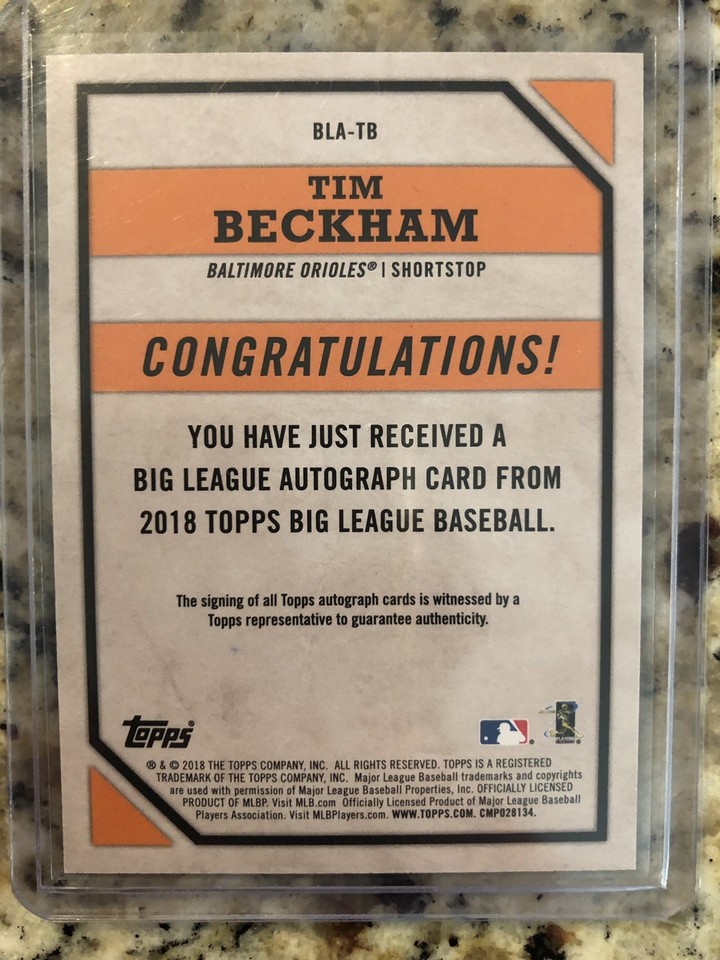 2018 Topps Big League Tim Beckham Signed AUTO Baltimore Orioles | eBay