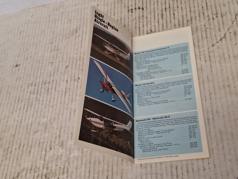 1977 CESSNA OEM Vintage 22 Page Aircraft Models Brochure Rare 8.5" x 3. ...