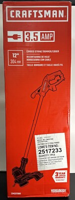 CRAFTSMAN 3.5AMP Corded 12” STRING TRIMMER/Edger CMEST900 New In Sealed ...
