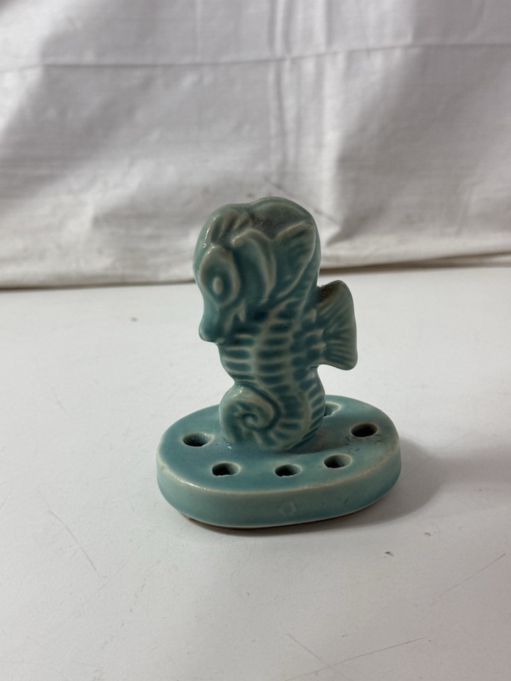 Shawnee Pottery Seahorse Flower Frog Insert Aqua Green Vintage HTF | eBay
