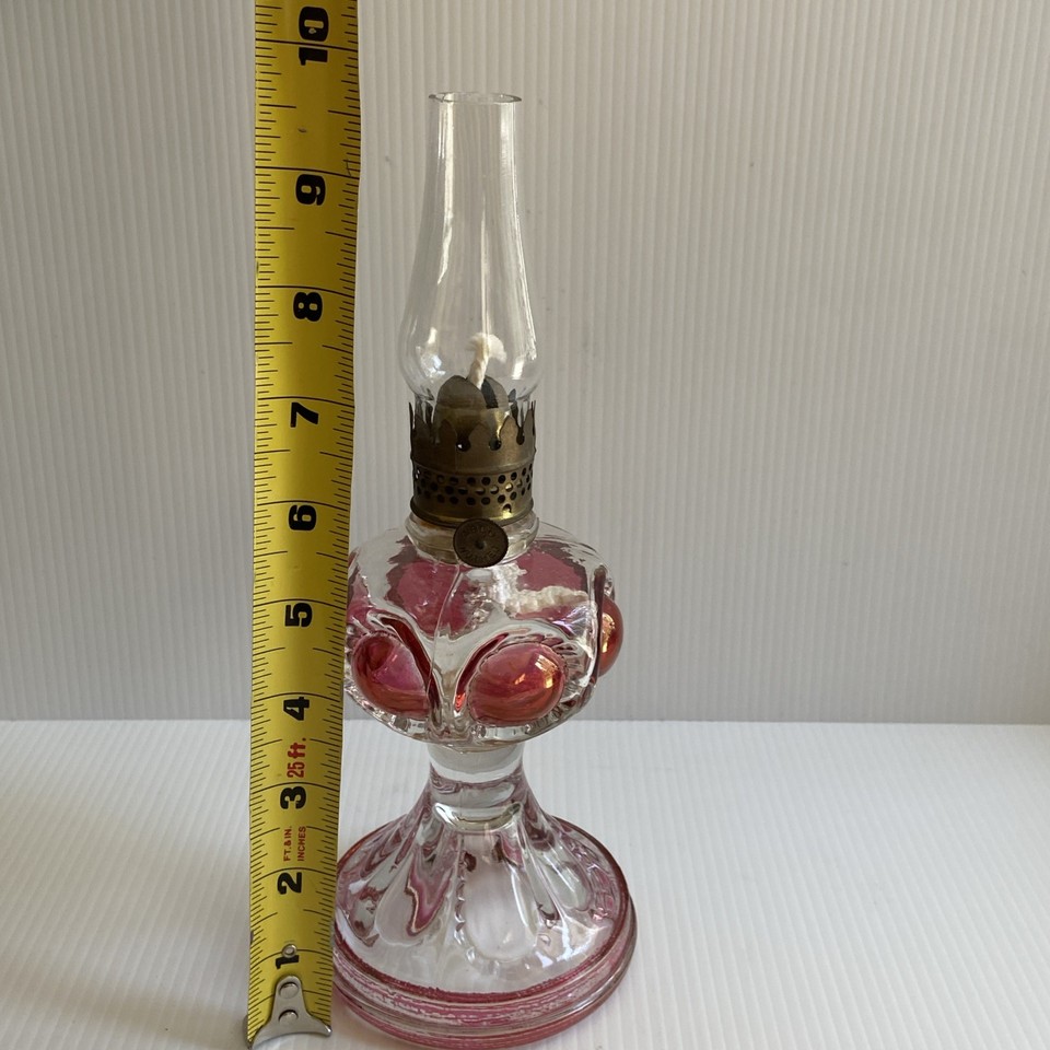 Vintage Ruby Red Flash Bullseye Miniature Oil Kerosene Lamp Tall 9.5 ...