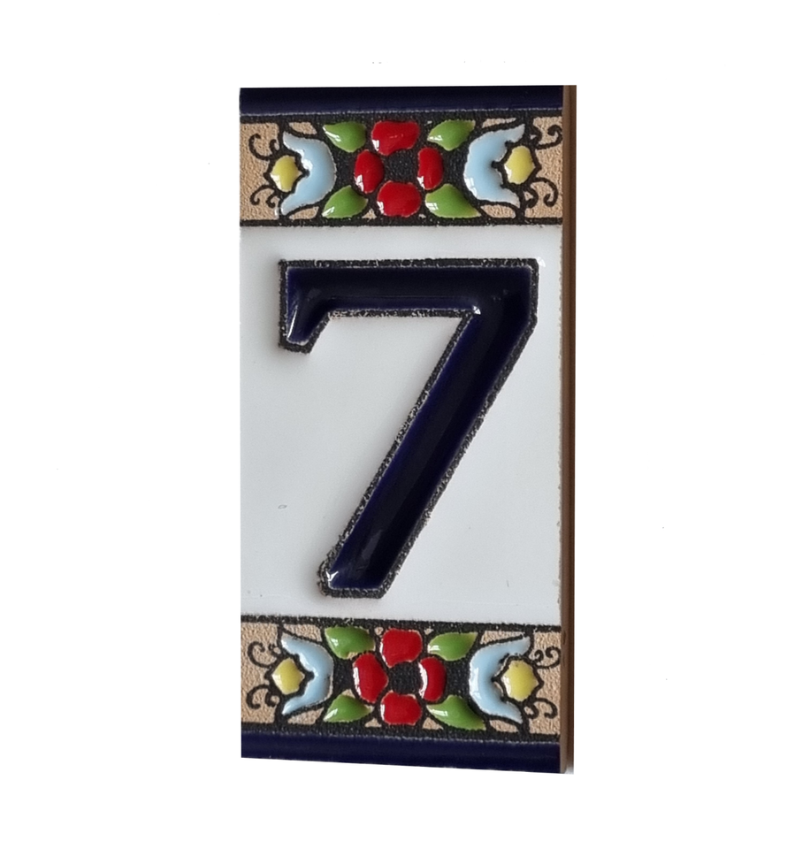 Hand-painted Ceramic Cherry Number Tiles 7.5 x 3.5 cm with Optional ...