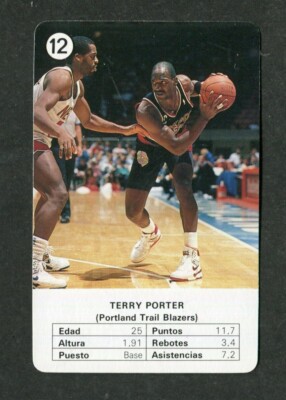 #12 Terry Porter Blazers 1988 Fournier NBA Estrellas Basketball Card Nr ...