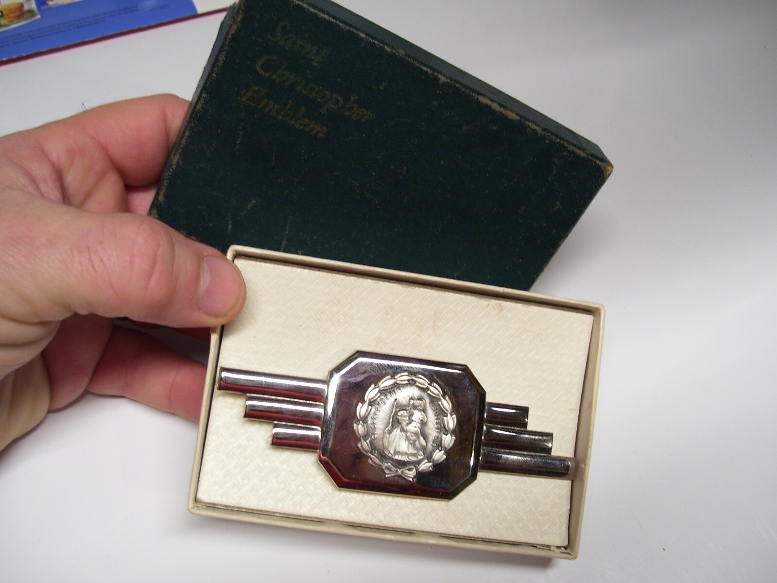 1940s Antique nos Visor St Christopher guide Vintage Chevy Ford Hot Rat ...