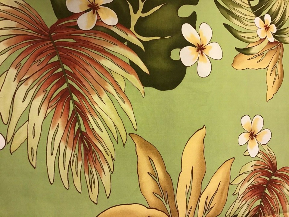Trendtex Fabric Plumeria Tropical Hawaiian Print 2007 Approx 2.5 yards ...